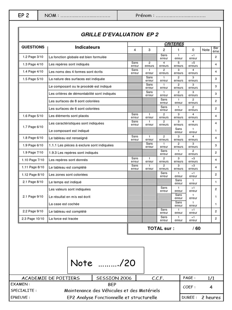 Grille Evaluation | PDF