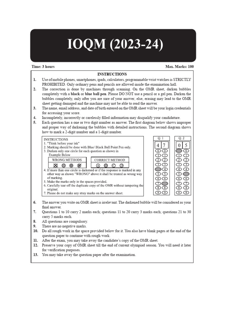IOQM 2023 24 Math | PDF