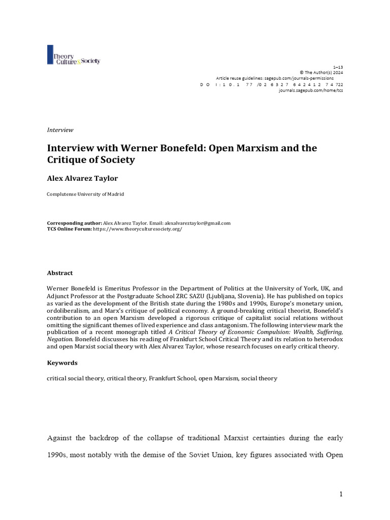 Interview With Werner Bonefeld Open Marx | PDF | Marxism | Positivism