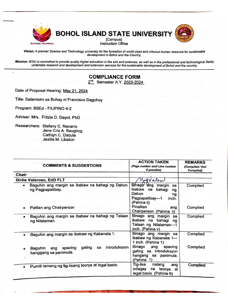Compliance Form | PDF