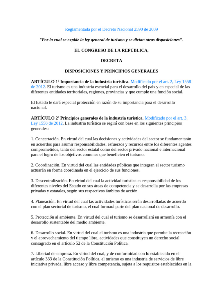 ley 300 de 1996 | PDF