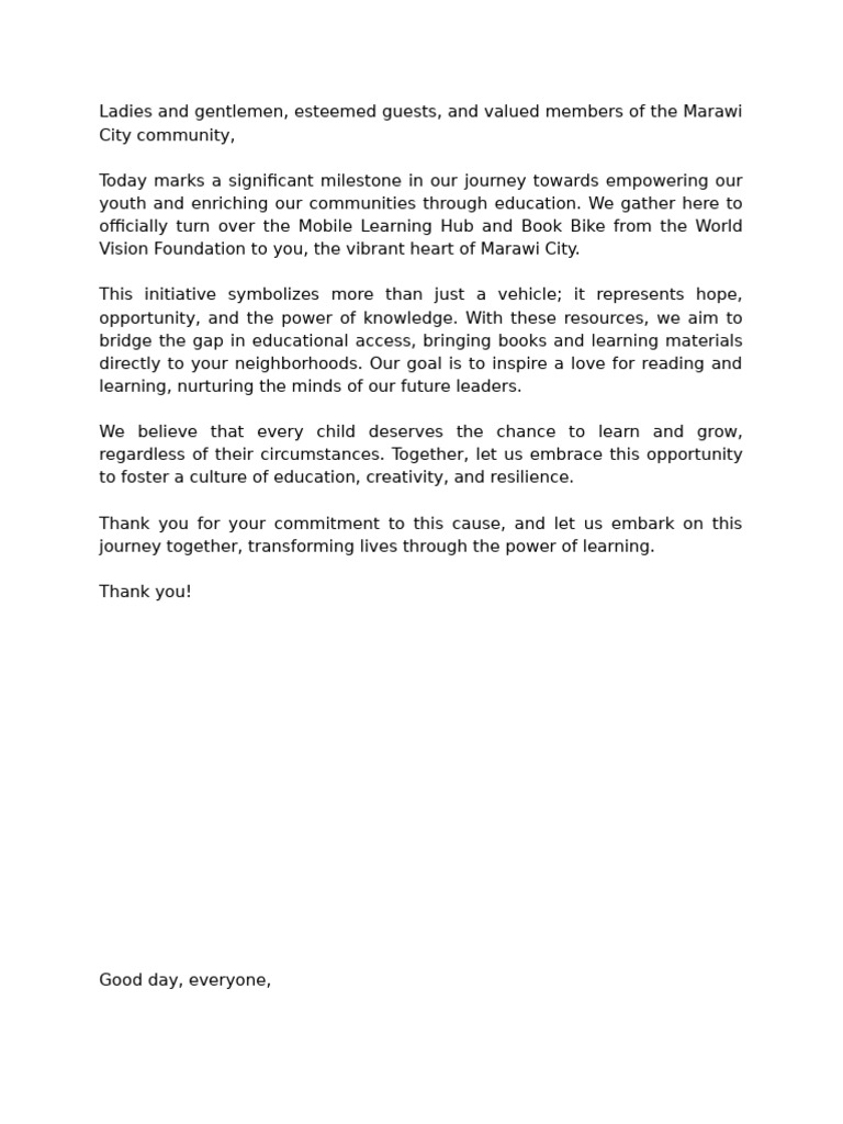 Turnover Speech | PDF