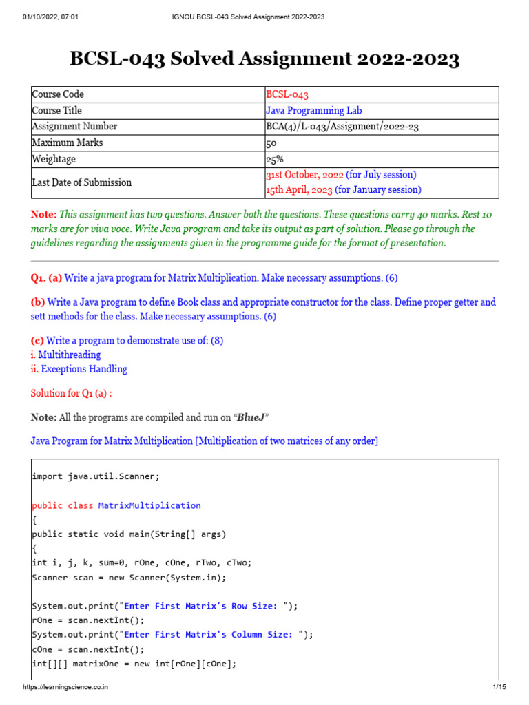 BCSL-043 Solved Assignment 2022-2023-Protected | PDF BCSL-043 Solved Assignment 2022-2023-Protected | PDF