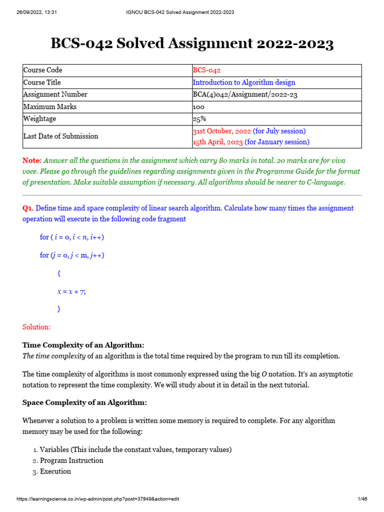 BCS-042 Solved Assignment 2022-2023-Protected | PDF