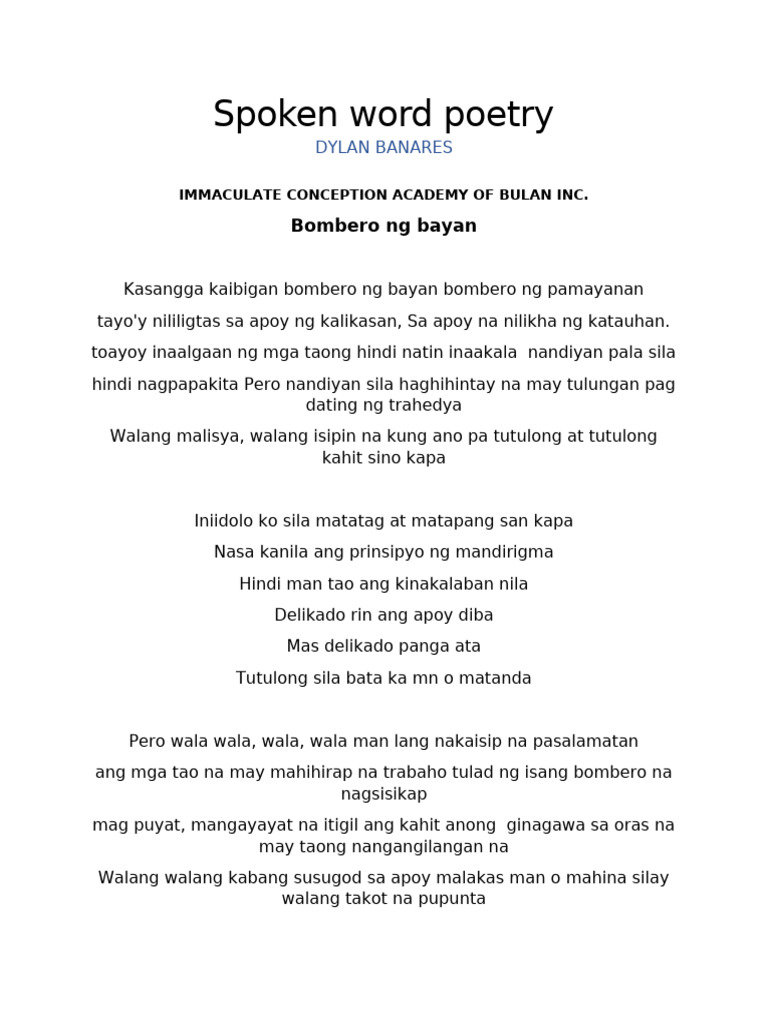 Spoken Word Poetry | PDF