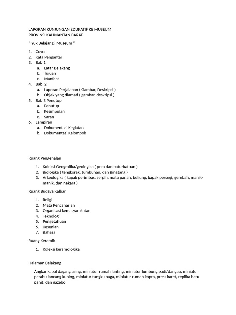 Laporan Kunjungan Edukatif Ke Museum | PDF