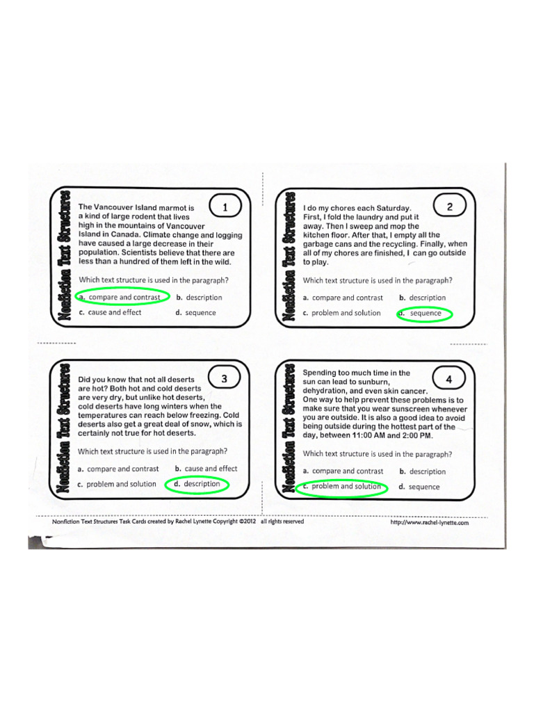 Akar - Task Cards Text Structure | PDF