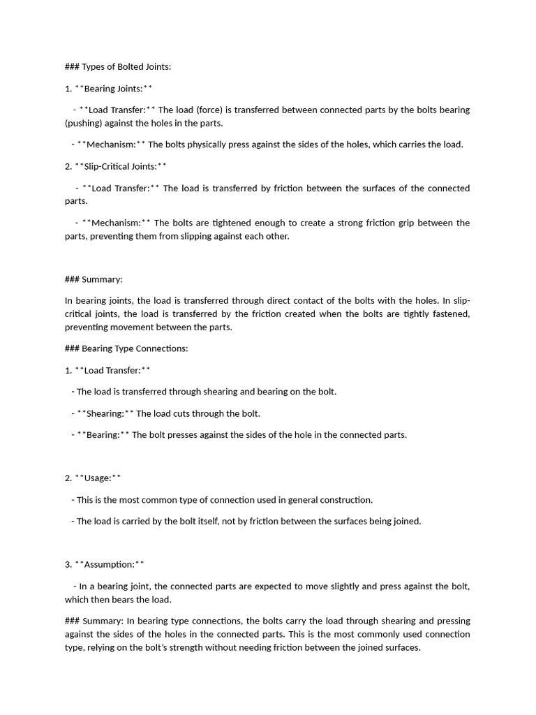 Types of Bolted Joints notes | PDF