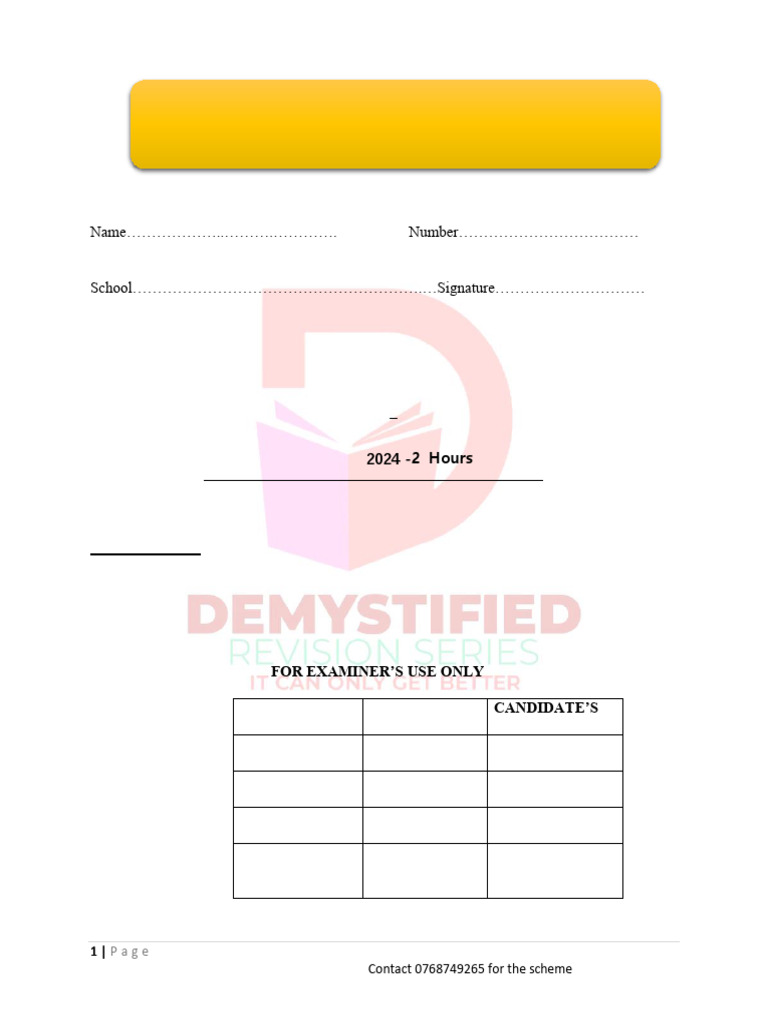 F 4 QN English Demystified Examination Panel | PDF