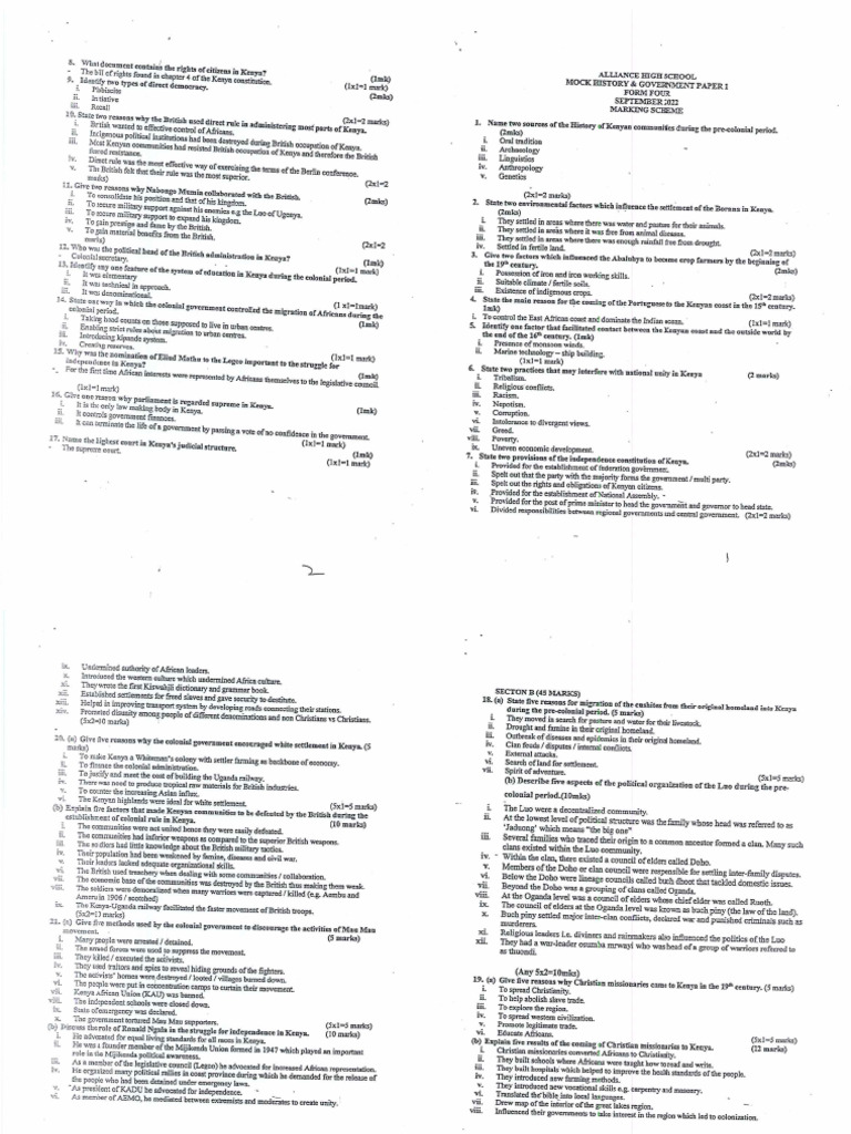 History and Government Paper 1 Ms 1 | PDF