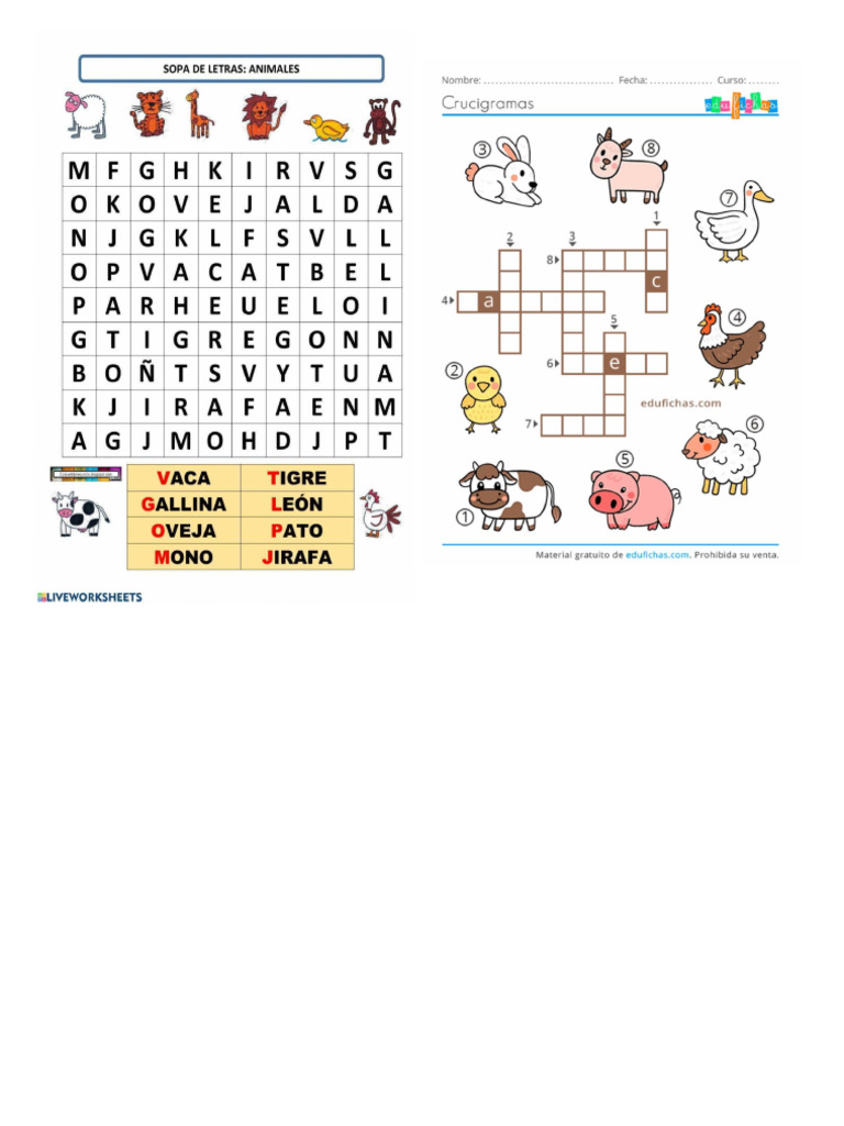 Crucigrama y Sopa de Letra | PDF