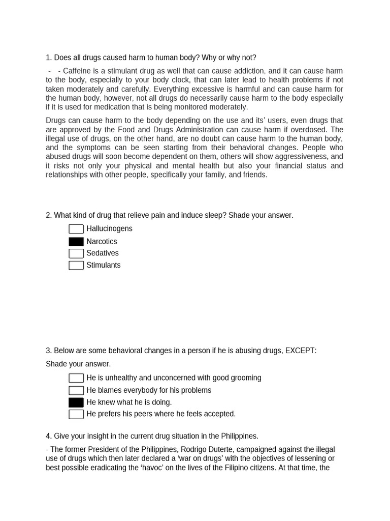 Drug Education Assessment | PDF