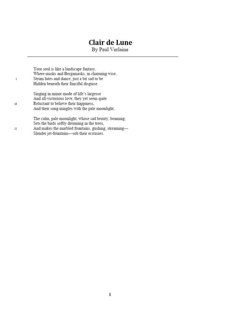 Verlaine Clair de Lune | PDF