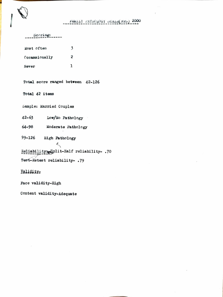 Family Pathology Scale | PDF