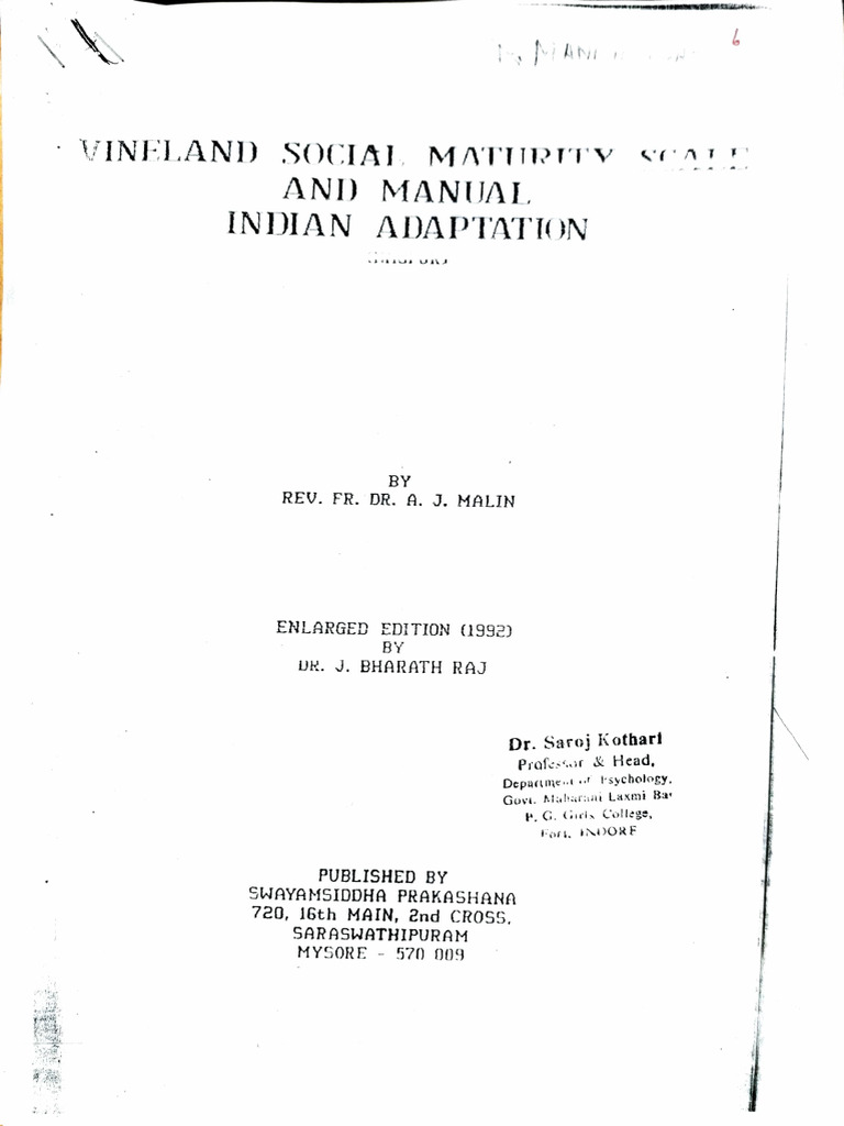 Vineland Maturity Scale | PDF