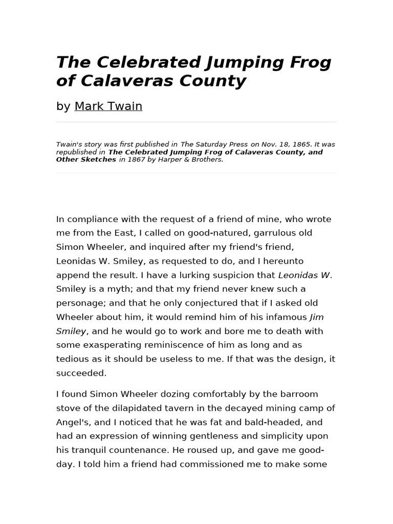 Twain - The Celebrated Jumping Frog of Calaveras County | PDF