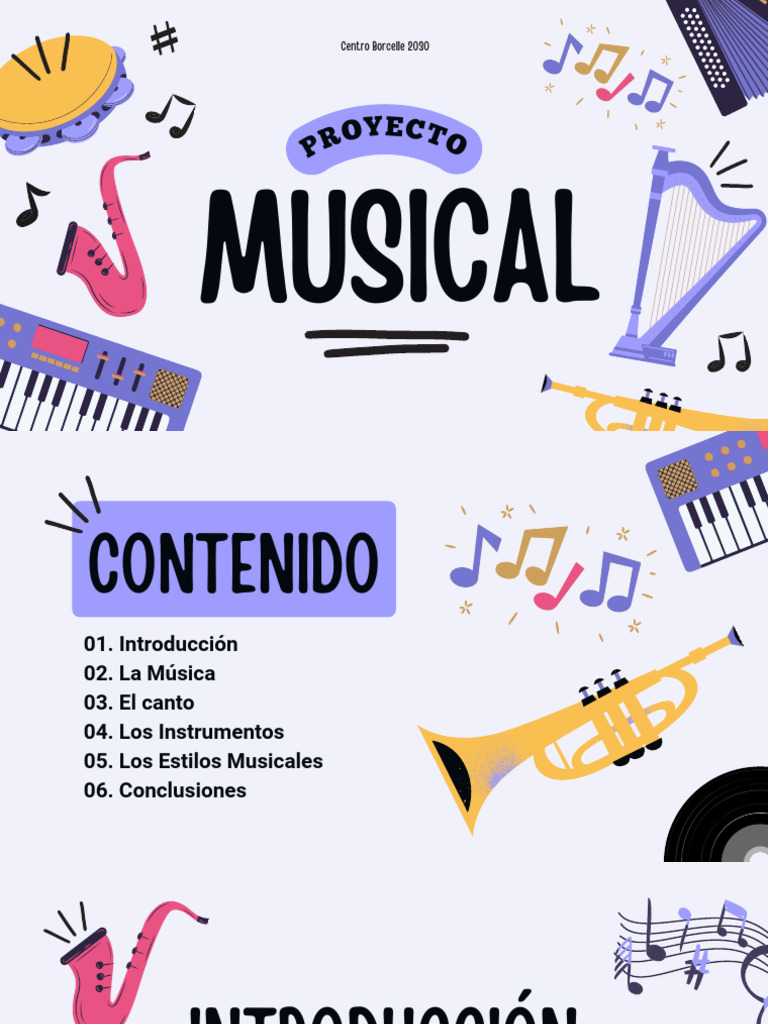 Presentación Diapositivas Proyecto de Música Ilustrado Infantil Azul y ...