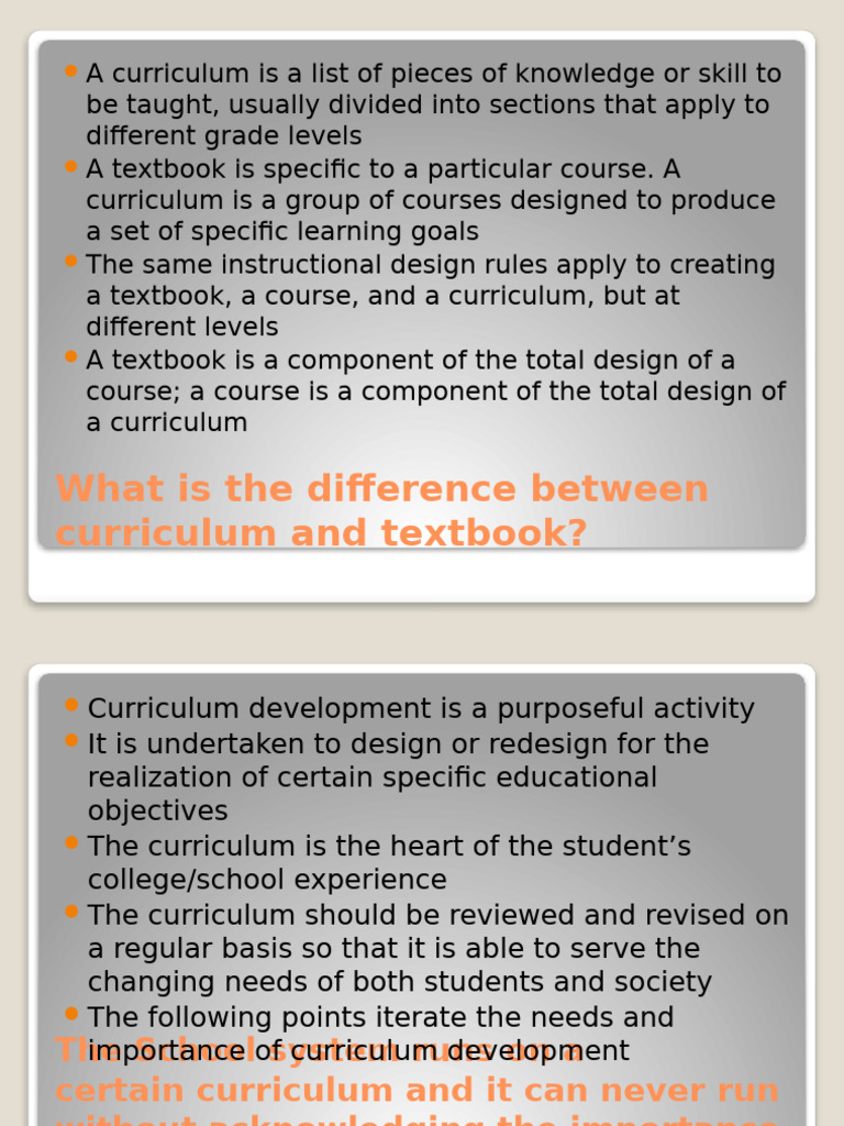 What Is The Difference Between Curriculum and Textbook | PDF ...