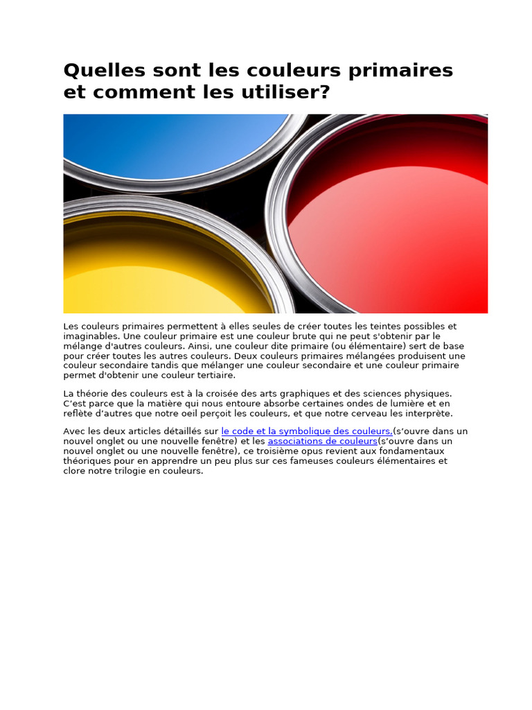 Quelles Sont Les Couleurs Primaires Et Comment Les Utiliser | PDF
