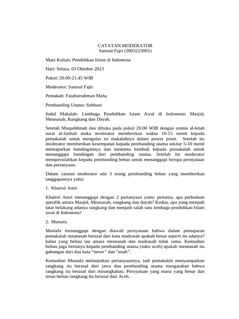 Catatan Moderator | PDF