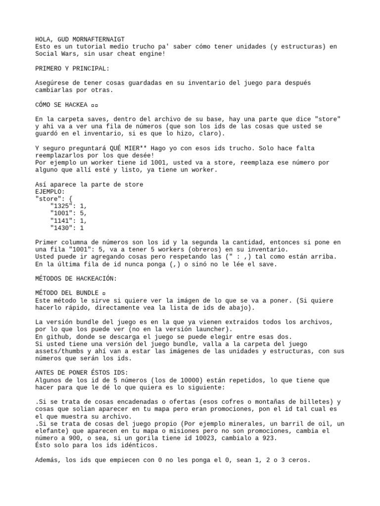 Nuevos Codigos de Unidades de Social Wars Version Actualizada | PDF