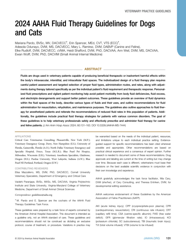 Fluid Therapy Guidelines | PDF