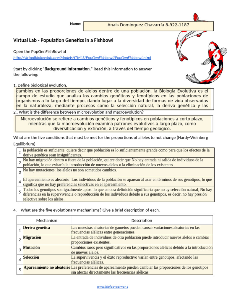 Hardy-Weinberg equilibrium fishbowl | PDF