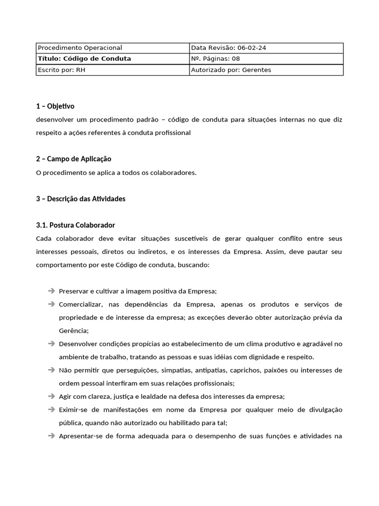 Código de Conduta | PDF