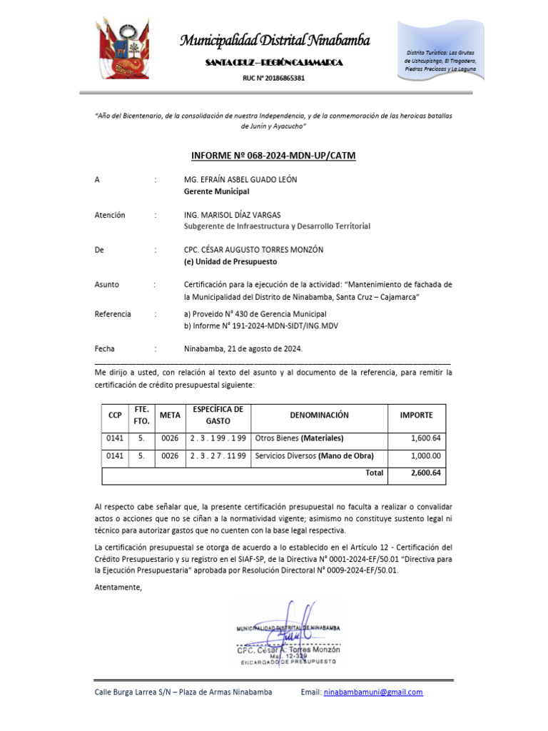 Informe #068-2024-Mdn-Up-Catm | PDF