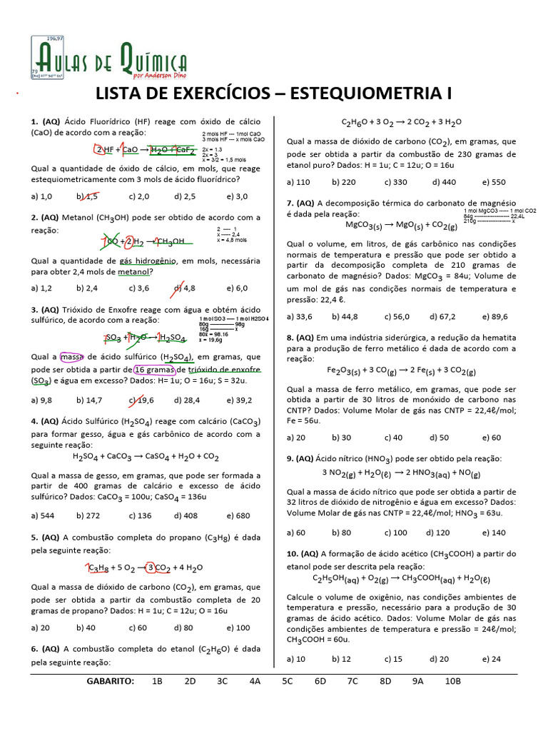 Estequiometria 01 | PDF