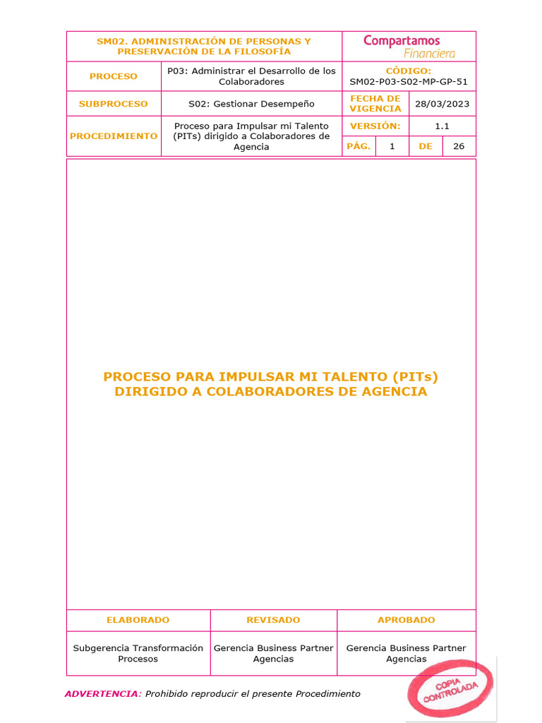 MP-GP-51 Proceso para Impulsar Mi Talento Agencias v1.1 | PDF