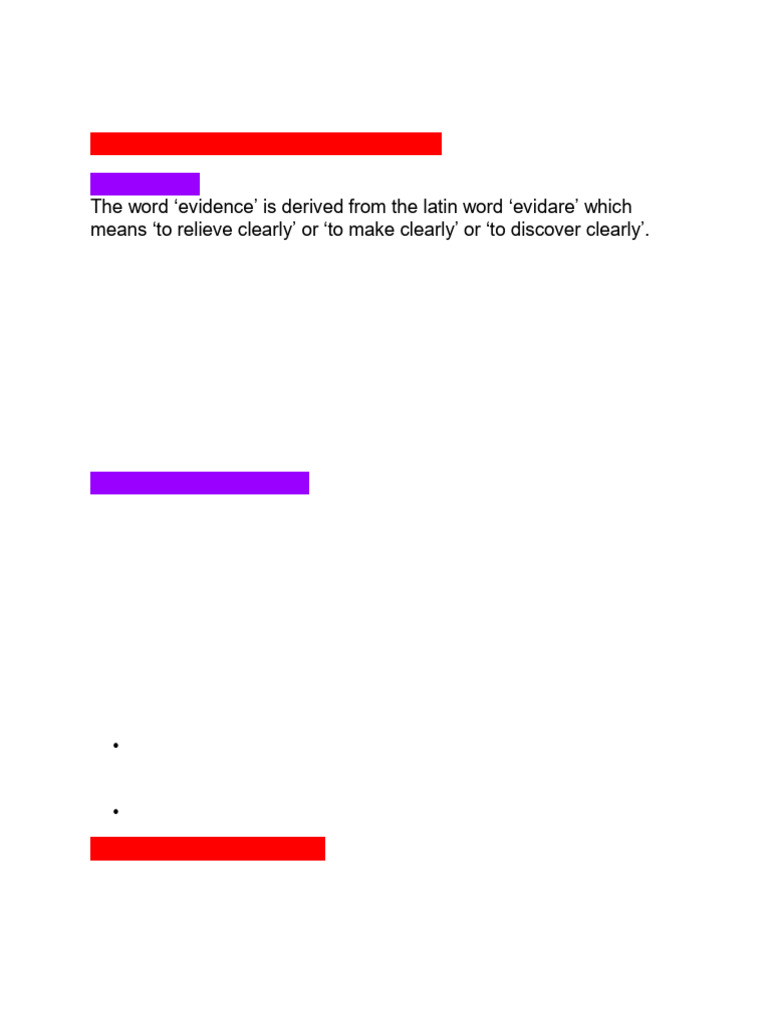 LAW OF EVIDENCE unit 1 | PDF