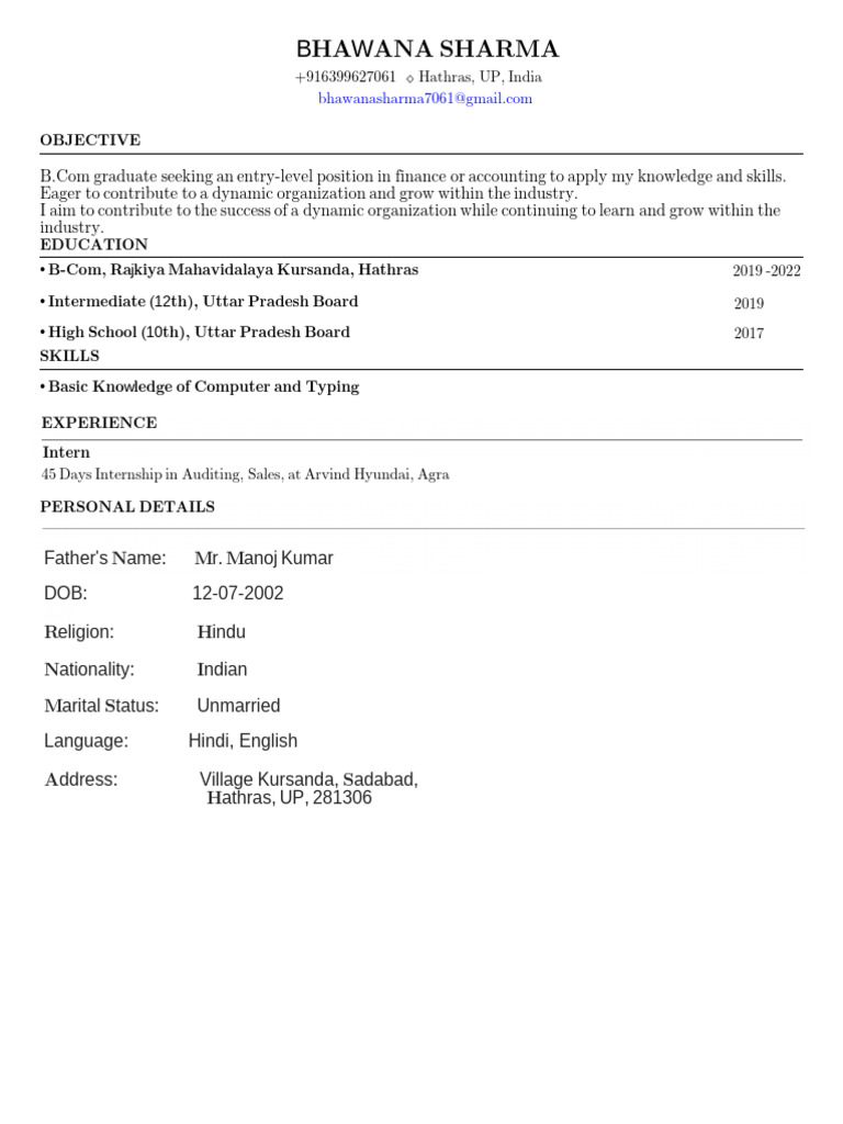 Bhawana Resume | PDF