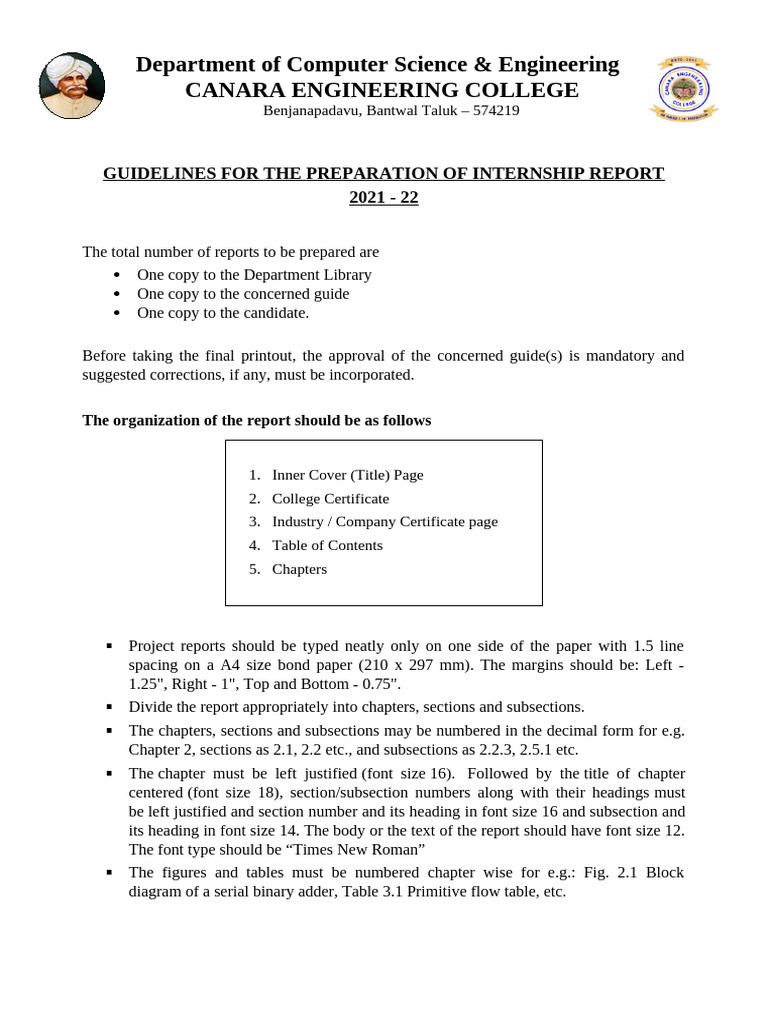 Internship Report Guidelines 2021-22 | PDF | Publishing