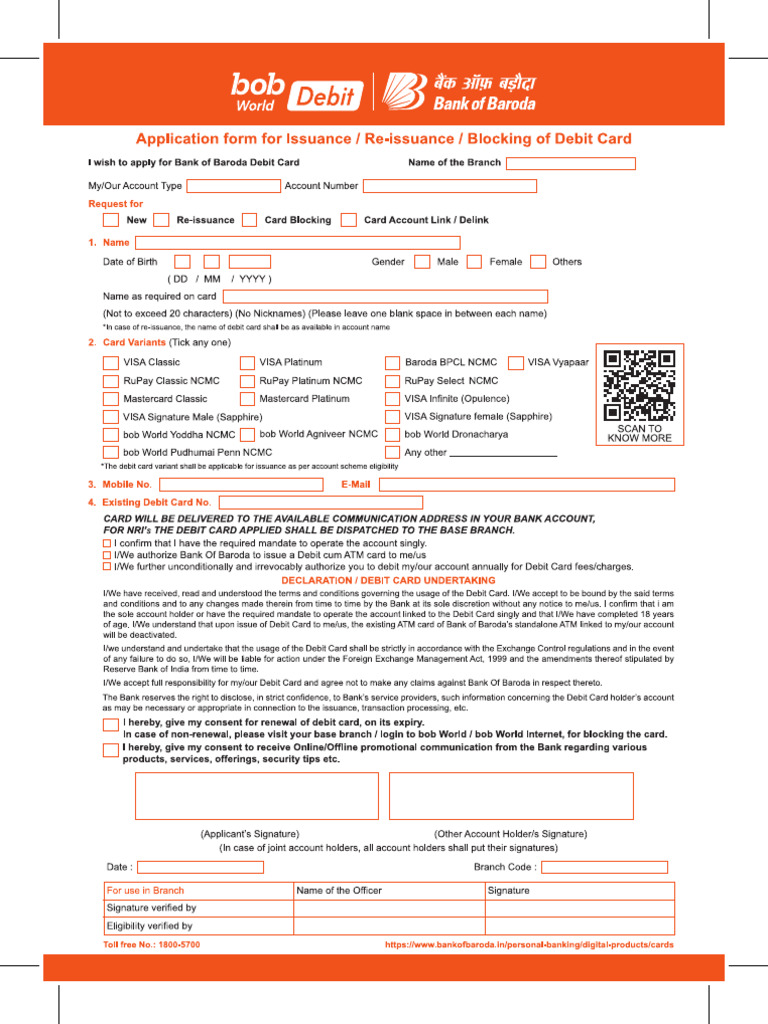 Debit Card Application Form 22 10 | PDF