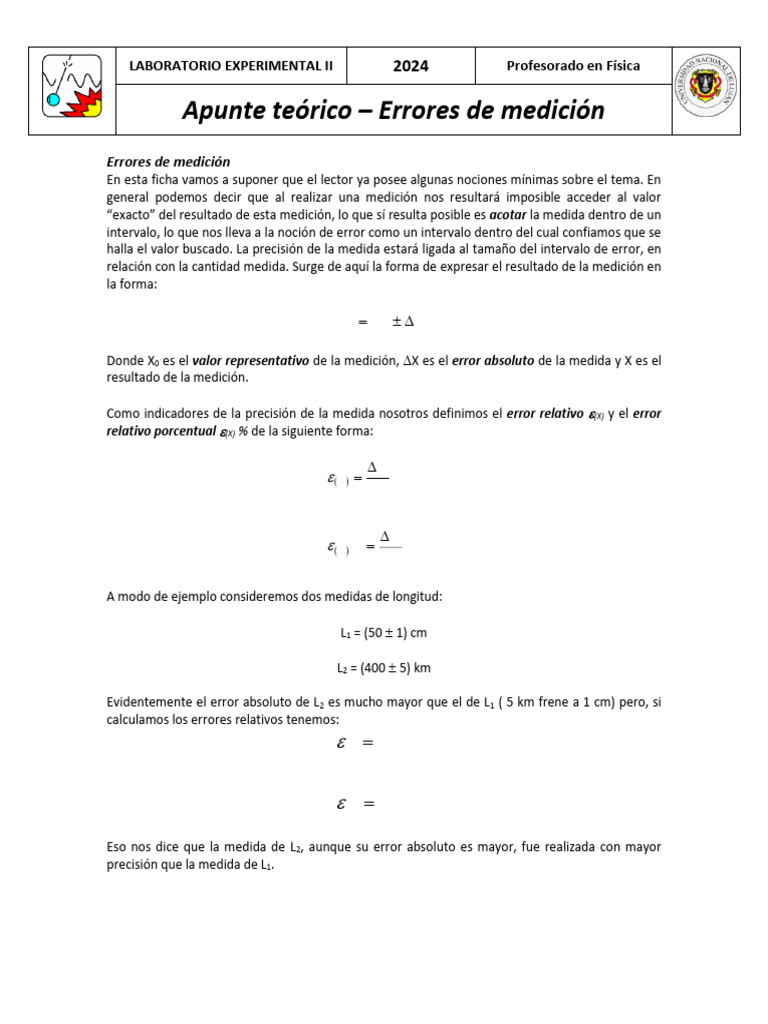 Teoría Errores de Medición - 2024 | PDF