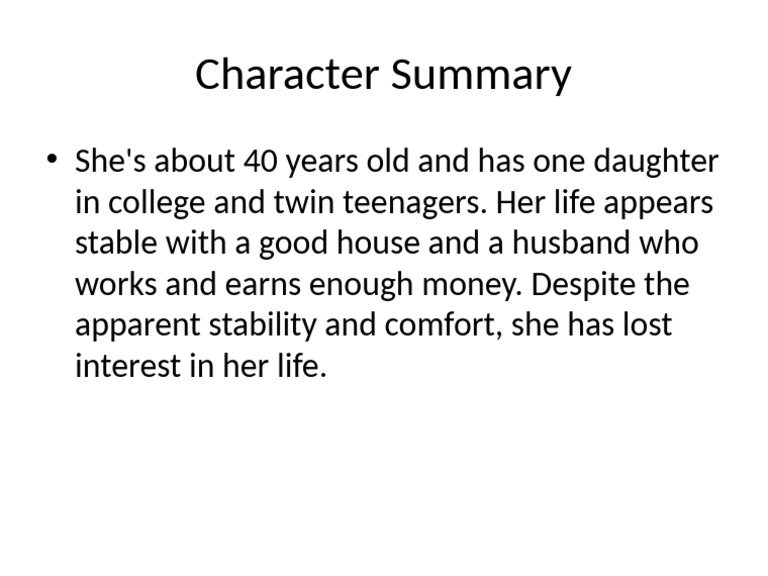 Character Summary | PDF