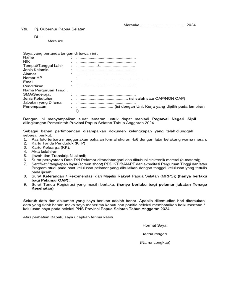 Bagi Pelamar OAP) Kesehatan) : Tanda Tangan | PDF