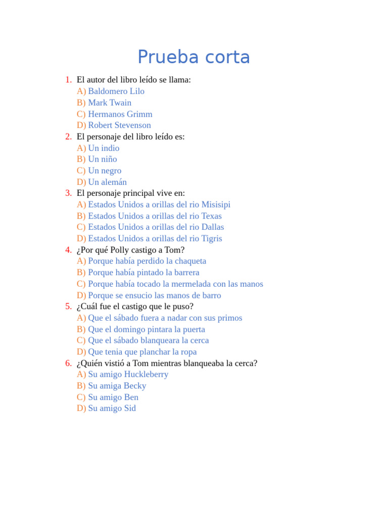 Prueba corta | PDF