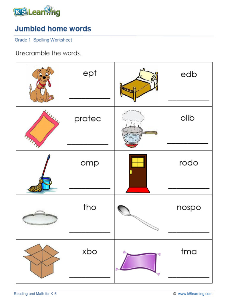 Grade 1 Jumbled Word Unj | PDF