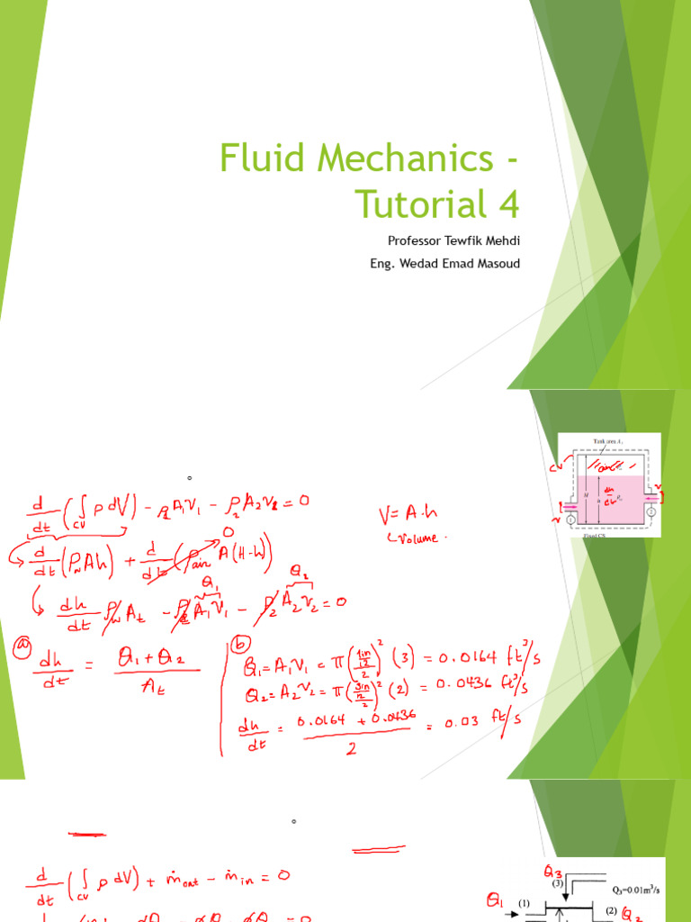 Fluid Mechanics-tutorial-4-Conservation of mass | PDF