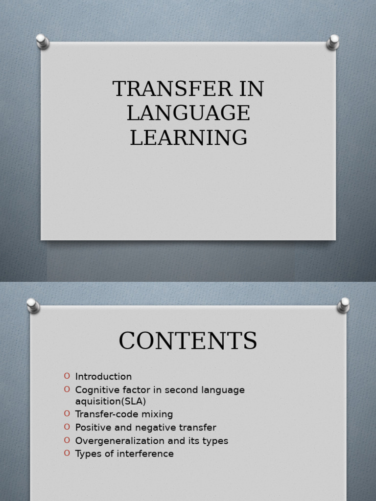 Transfer in Language Learning | PDF