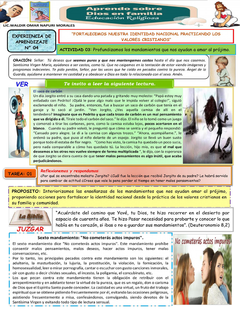 4º AÑO SEC ACTIVIDAD 03 EXP 04 6to y 9no MANDAMIENTO LSB 2024 | PDF