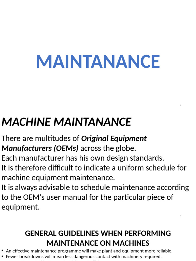 Maintenance Grade 12 | PDF