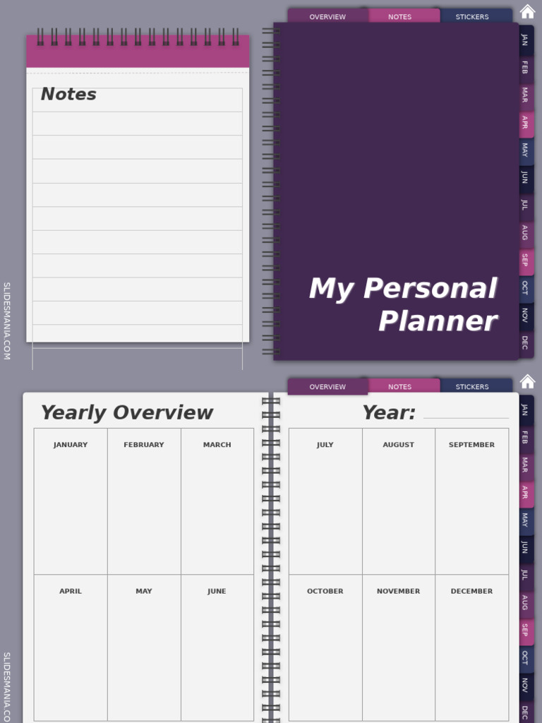 Undated Personal Yearly Planner · SlidesMania | PDF