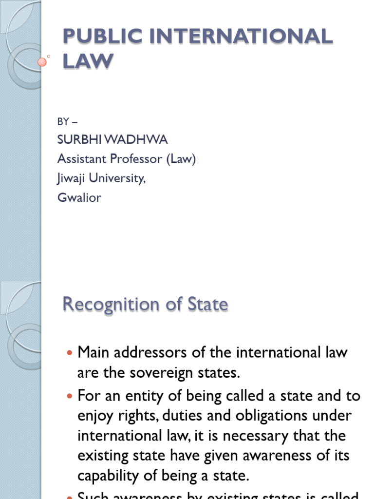 7 - Public International Law - State Recognition | PDF