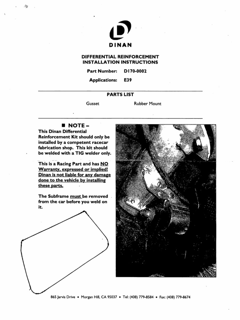 Dinan Diff Reinforcement Installation | PDF