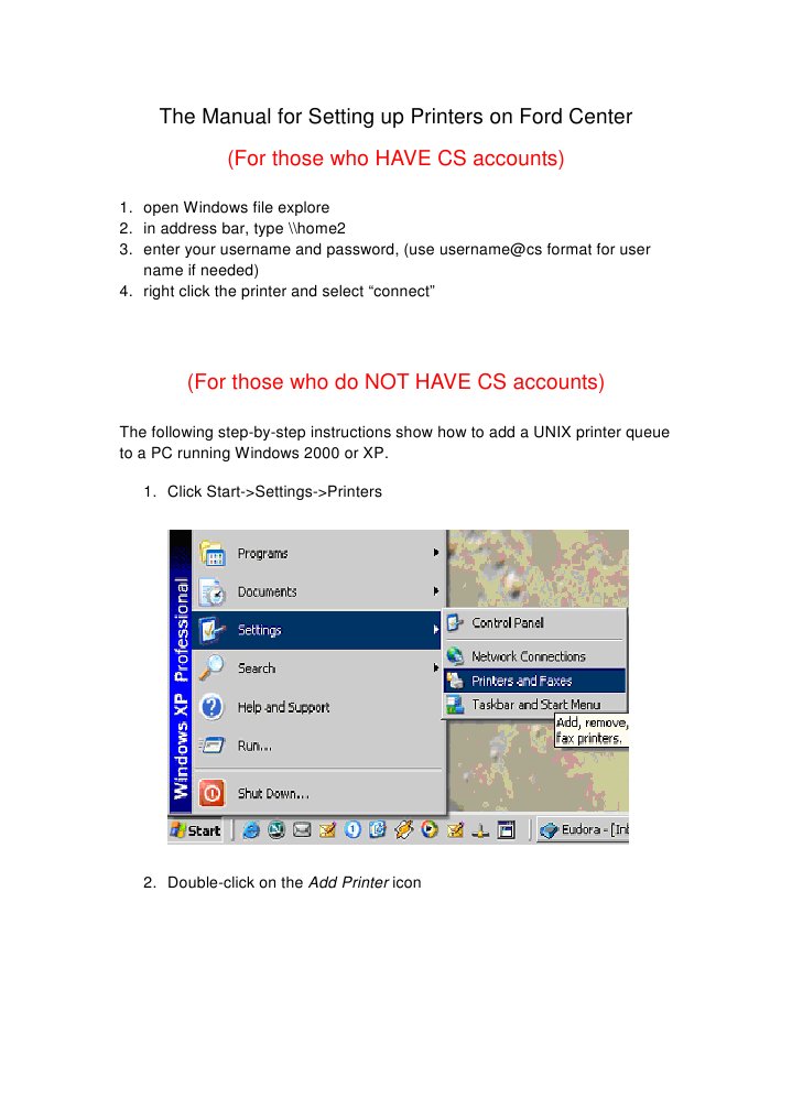 Printer Setup Guide for Ford Center | PDF | Computers