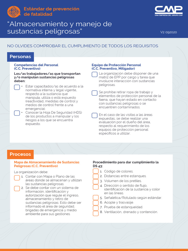 29oct EPF Checklist-Almacenamiento y Manejo de Sustancias Peligrosas | PDF