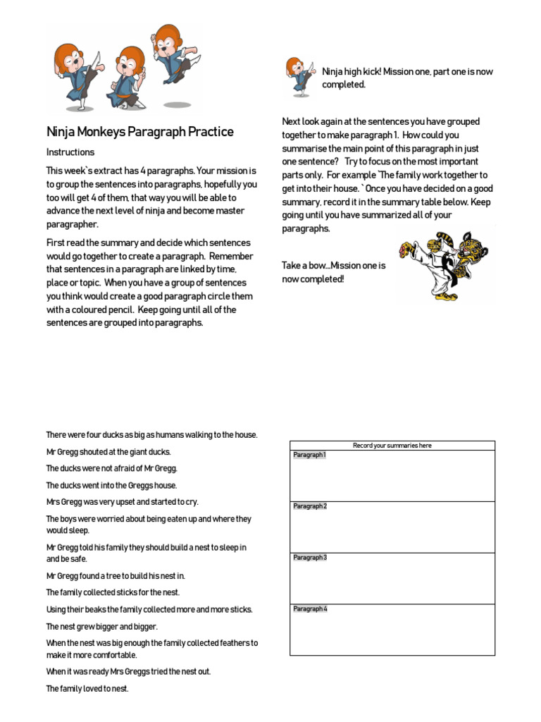 The Magic Finger Paragraph and Summarizing | PDF